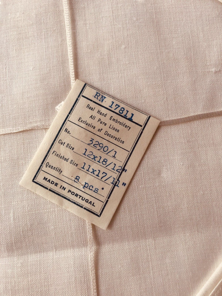 4 Linen Embroidered Placemats & Napkins, Original Package/Tag Made in Portugal | eBay