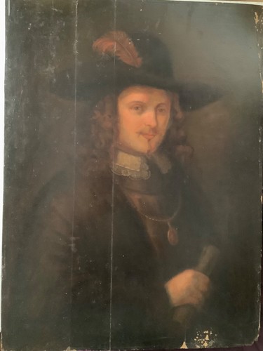 17thC Signed REMBRANDT Flemish Oil Portrait Man Feathered Hat Dutch Old ...