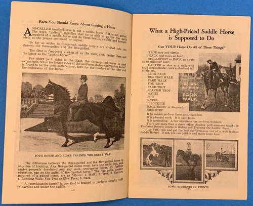 How to Ride & Train the Saddle Horse Prof Jesse Beery AD Promo Brochure ...