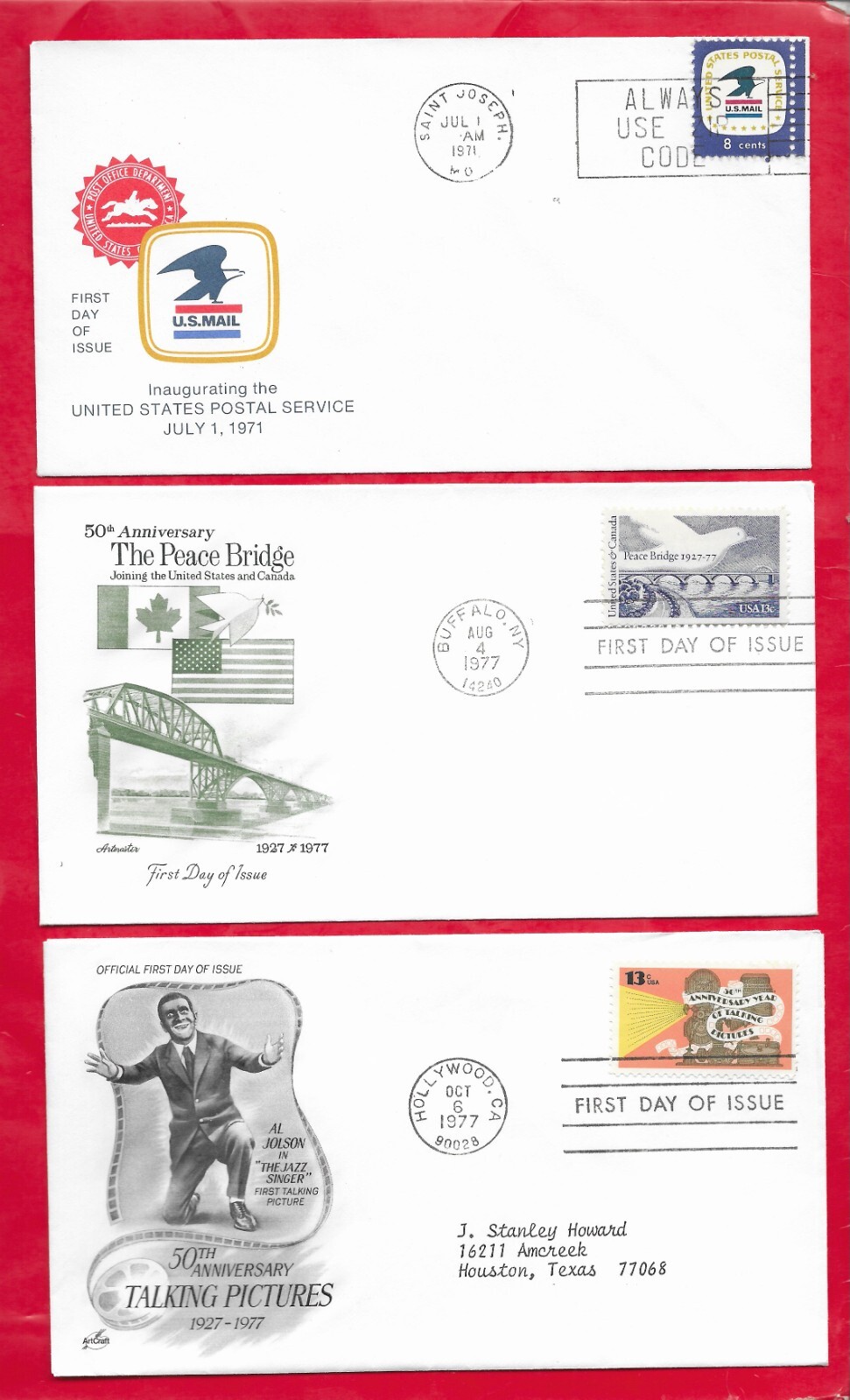 Three 1st Day Covers (Scott's #s 1396, 1721, & 1727) From 1970s L-333 ...