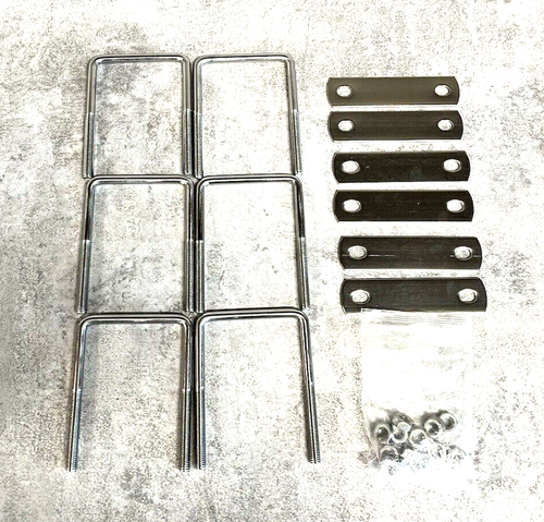 6 Pack Square U-Bolts with Frame Plates and Nuts 50mm Inner Width 80mm ...