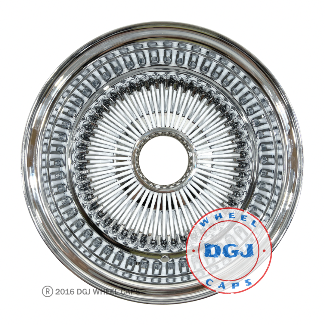 SINGLE 13x7 Rev 100 Spoke All Chrome with White Spokes Lowrider Wire ...