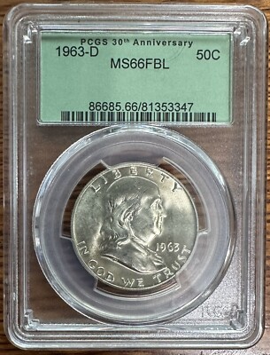 1963-D Franklin Half Dollar 50c PCGS MS 66 FBL Full Bell Lines | eBay