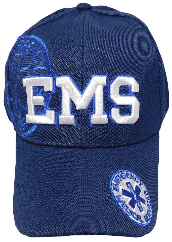 Embroidered Blue EMS Emergency Medical Service Shadow Baseball Style ...