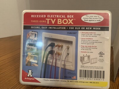 White 3 Gang Recessed TV Electrical Box for Power & Low Voltage TVBU507 ...