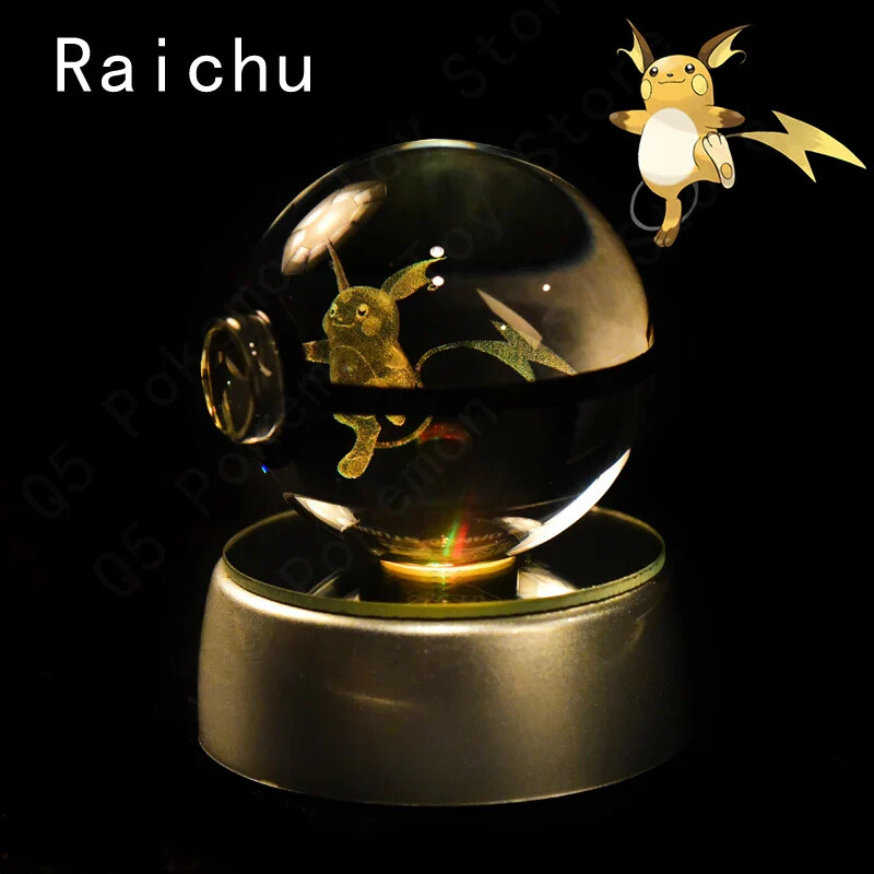 POKEMON 3D CRYSTAL BALL, WITH LED LIGHT BASE, Beautiful to make a gift ...
