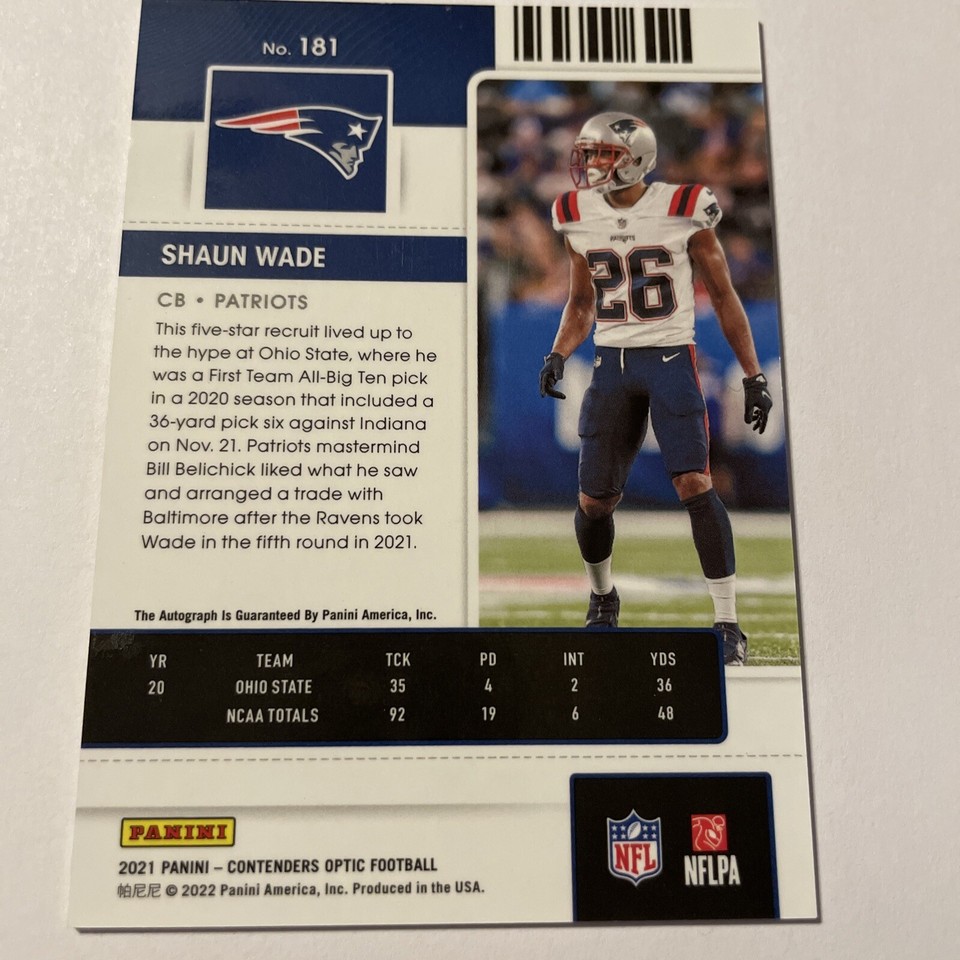 2021 Panini Contenders Optic SHAUN WADE Rookie Ticket Autograph RC ...