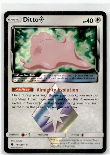 Pokemon Trading Card TCG Ditto Prism Star #154 | eBay