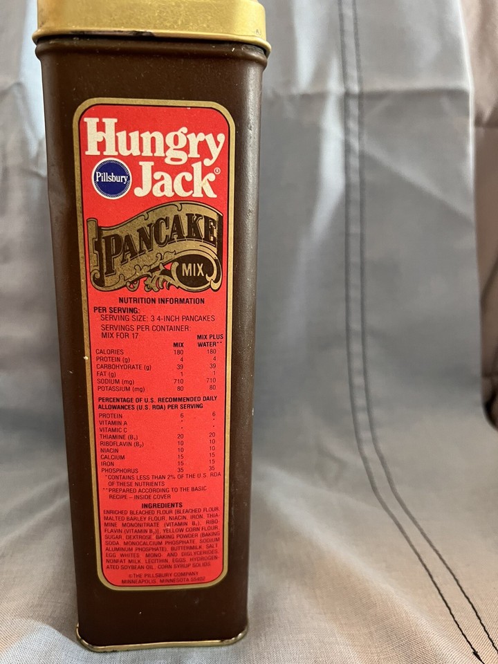 Pillsbury Hungry Jack Pancake Mix Tin Collectible Metal Container ...