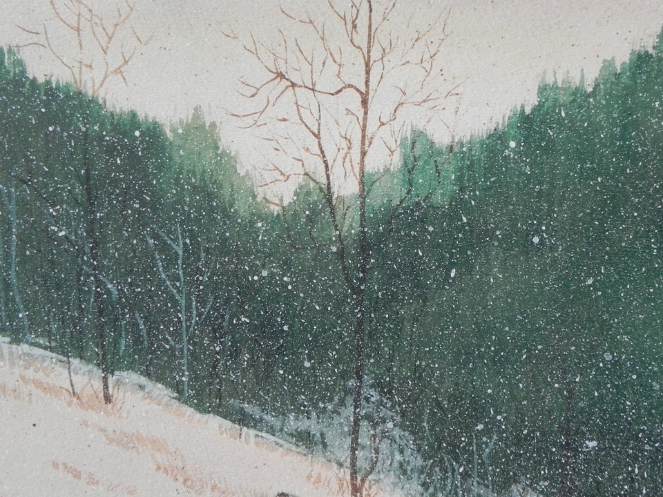 Western American art watercolor winter cowboys painting Gerry Metz 1943 ...