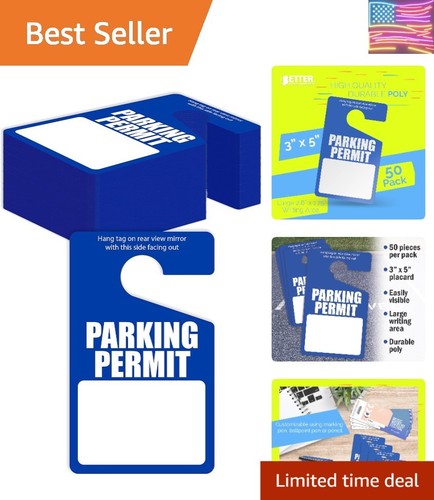 Thick 0.2" Poly Plastic Parking Permit Tags - 50 High-Visibility Hang ...