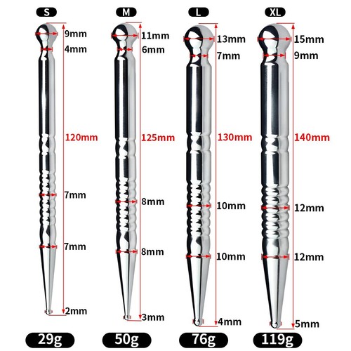 4 Size Stainless Steel Solid Penis Urethral Stretching Expander Dilator ...