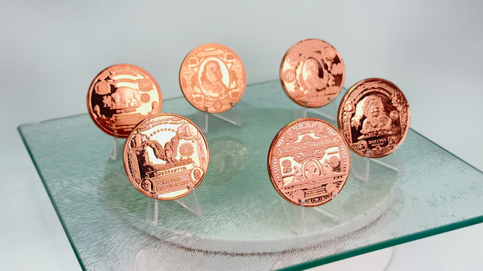 Copper Bullion Art Coins * US Currency Art * Six-Piece Set * Minted in ...
