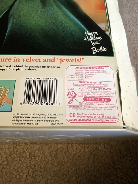 Mattel 1991 African American Happy Holidays Barbie Doll 2696 for sale ...