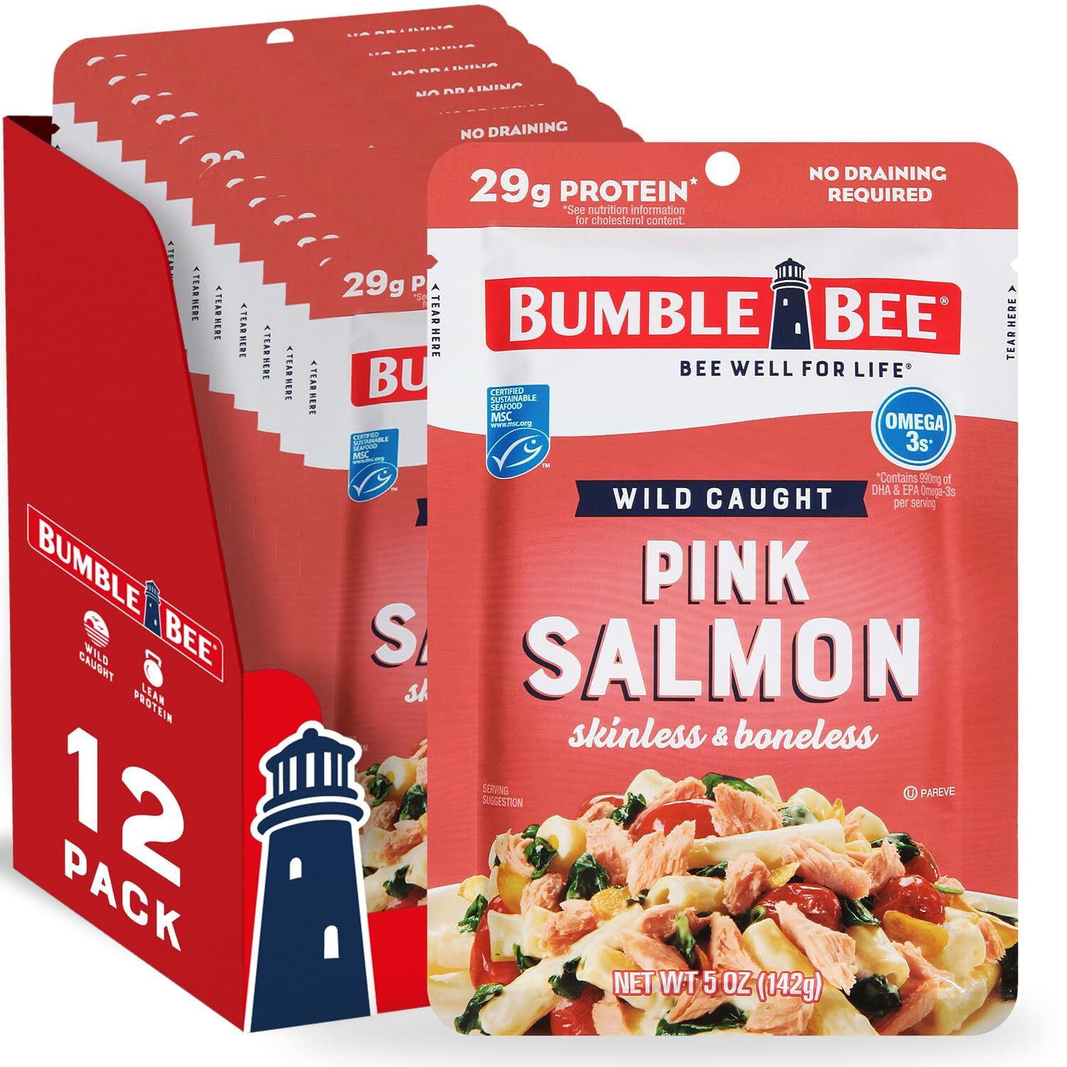 Bumble Bee Skinless & Boneless Pink Salmon 5 oz Pouch Pack of 12 ...
