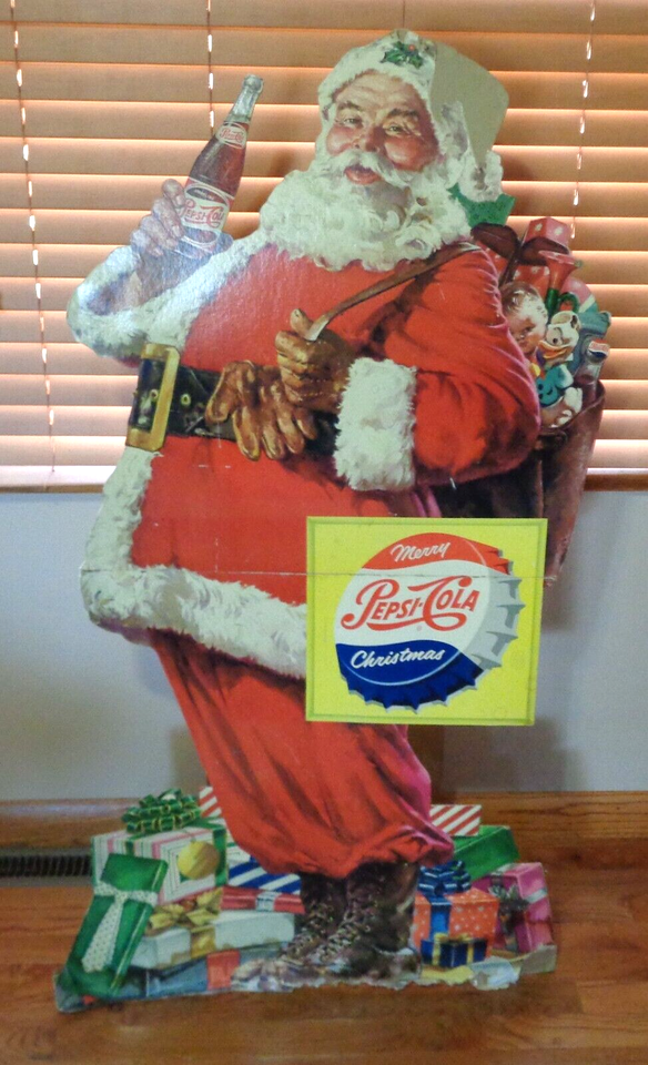 Large 50" Tall VTG Pepsi Santa Claus Stand Up Cardboard Store Display ...