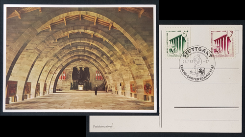 GERMAN THIRD REICH WW2 ORIGINAL COLOR POSTCARD STUGGART FLOWER SHOW ...