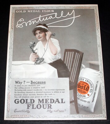 1914 OLD MAGAZINE PRINT AD, GOLD MEDAL FLOUR, WHY?-BECAUSE IT'S ...