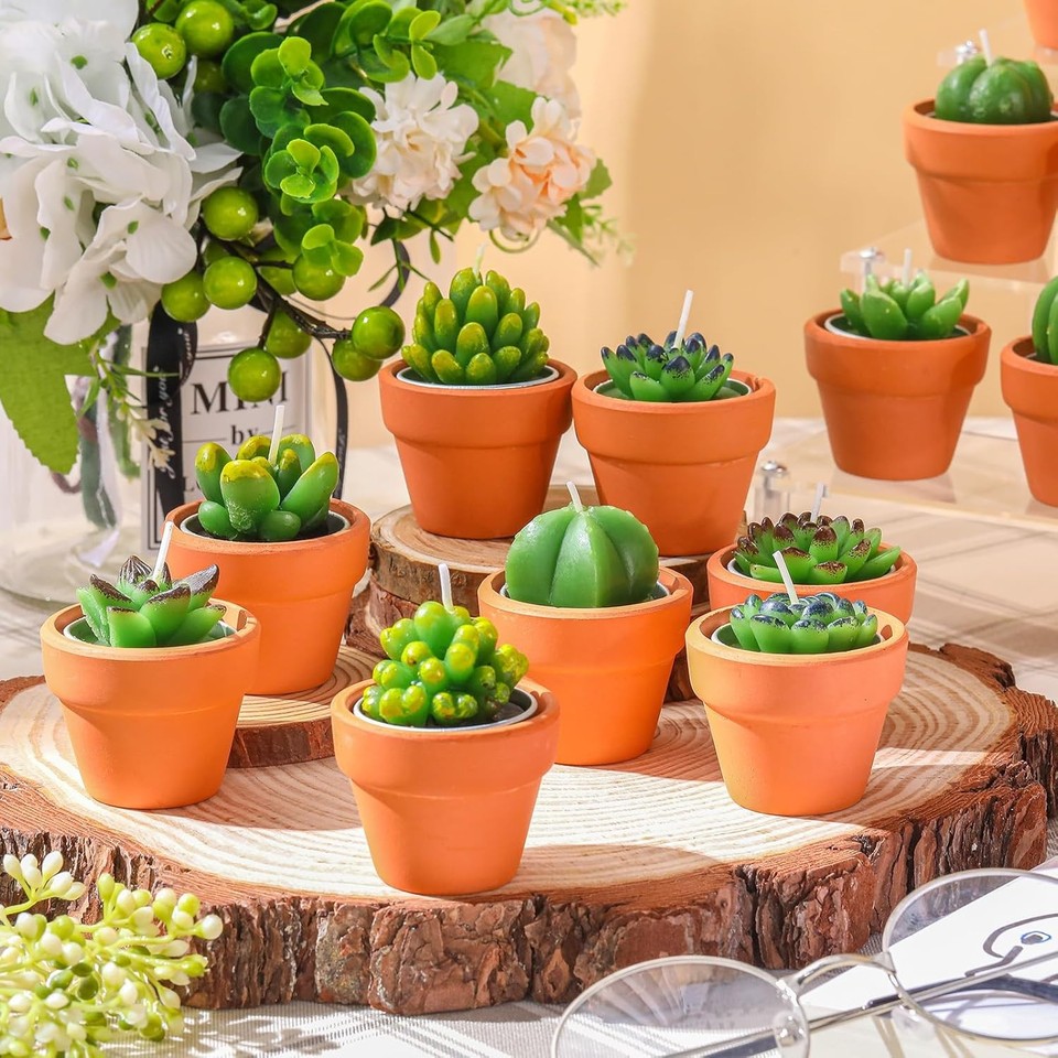 Shihanee 36 Pcs Bulk Decorative Succulent Cactus Tealight Candle Cactus ...