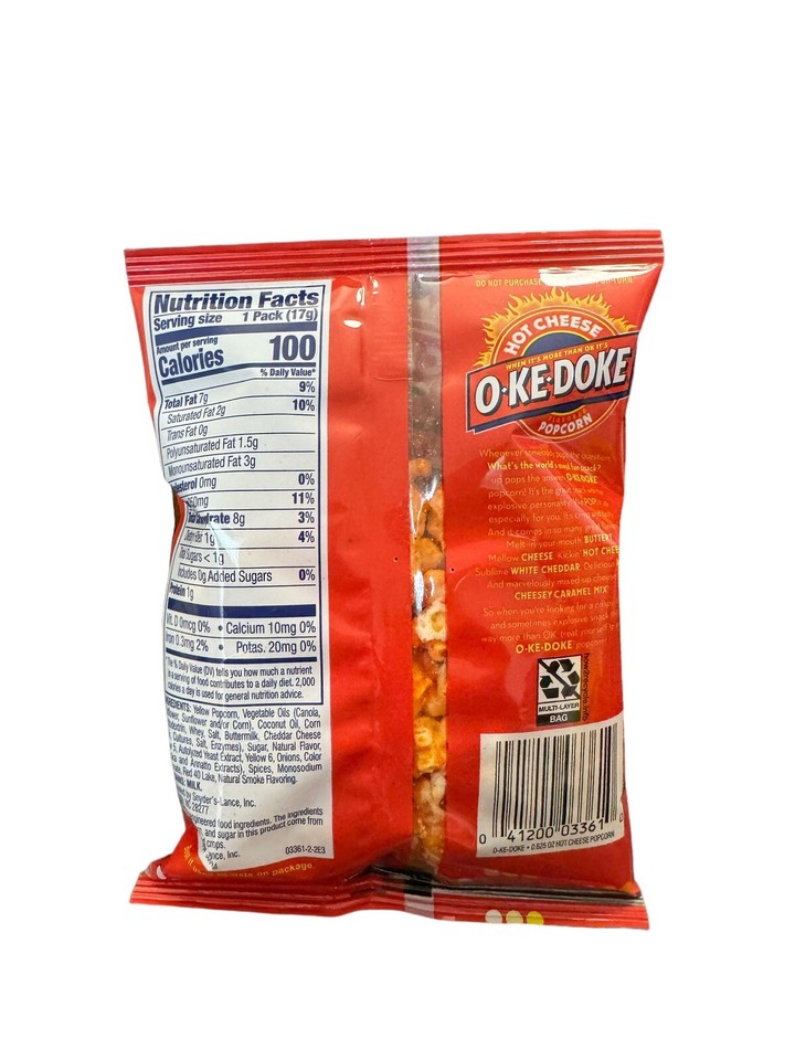 Jay’s OKE DOKE Hot Cheese Flavored Popcorn 10 .625 Bags NEW SEALED | eBay