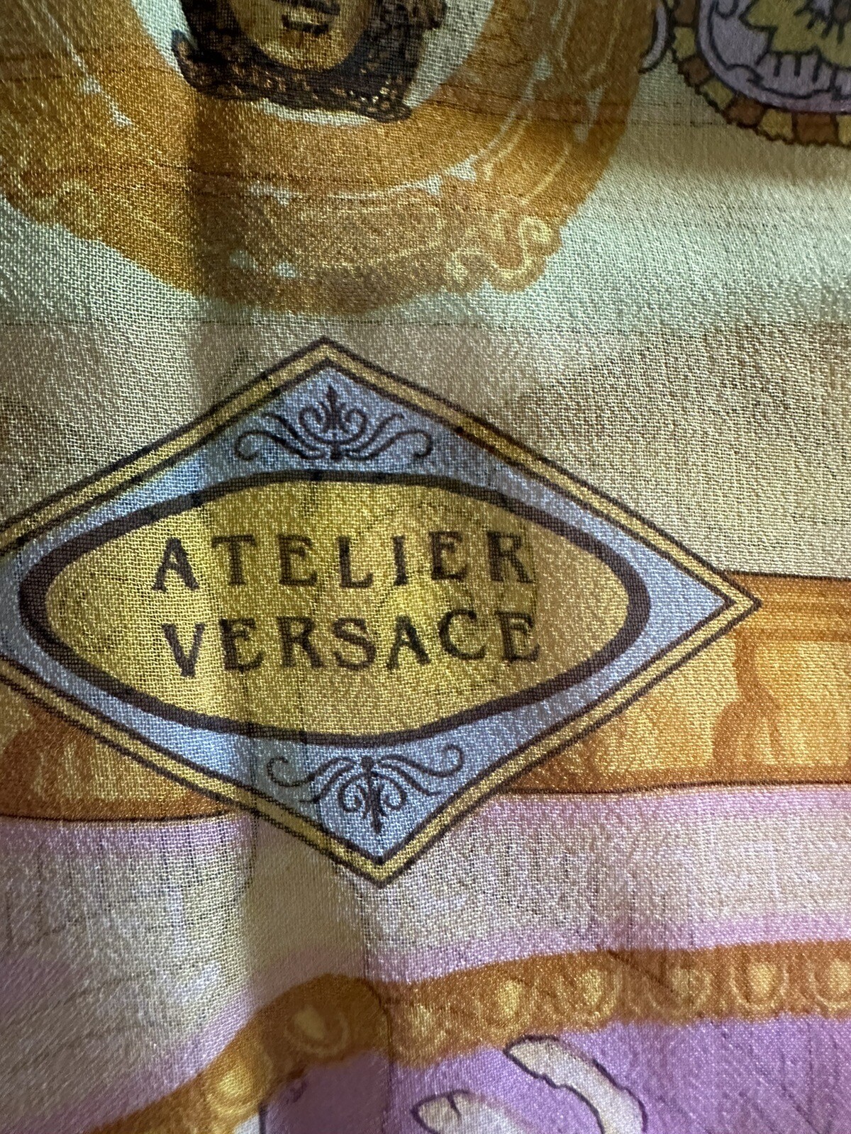 Versace Silk Scarf, Multi Colors . Pinks Blue, Gold,Y… - Gem