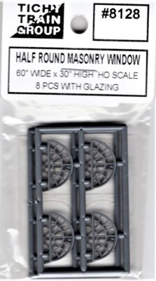 HO Scale Tichy Train Group 8128 13 Pane Half Round Masonry Windows pkg ...