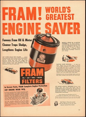 1951 Vintage ad for FRAM Filters`motor oil filters (051214) | eBay