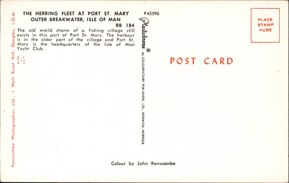 Herring Fleet Port St Mary Isle of Man vintage postcard s330 | eBay