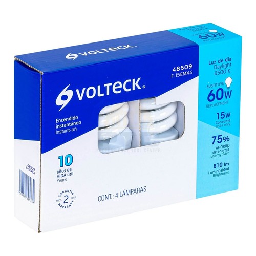 Volteck F-15EMX4 Pack of 4 mini T2 spiral lamps 15 W daylight, in box ...