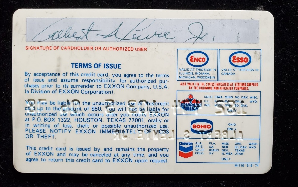 Exxon credit card exp 1978 our cb1115 | eBay