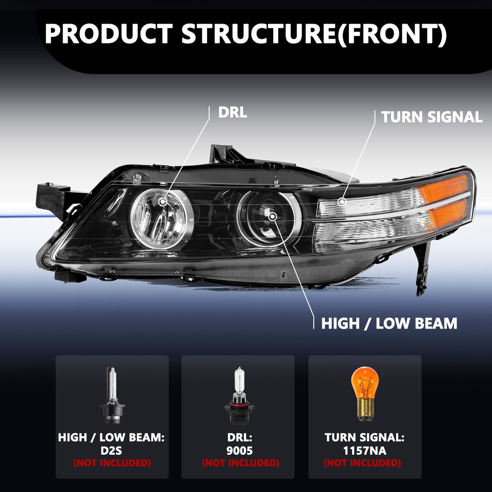 For 2004-2008 Acura TL Type-S Model HID Xenon Headlights Assembly Pair ...
