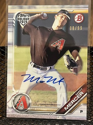 MATT MERCER 2019 BOWMAN HOLIDAY PROSPECTS ROOKIE ARIZONA AUTOGRAPH AUTO ...