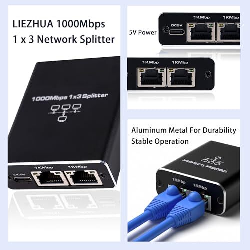 Upgrade Ethernet Splitter 1 to 3 High Speed 1000Mbps LAN Splitter with ...