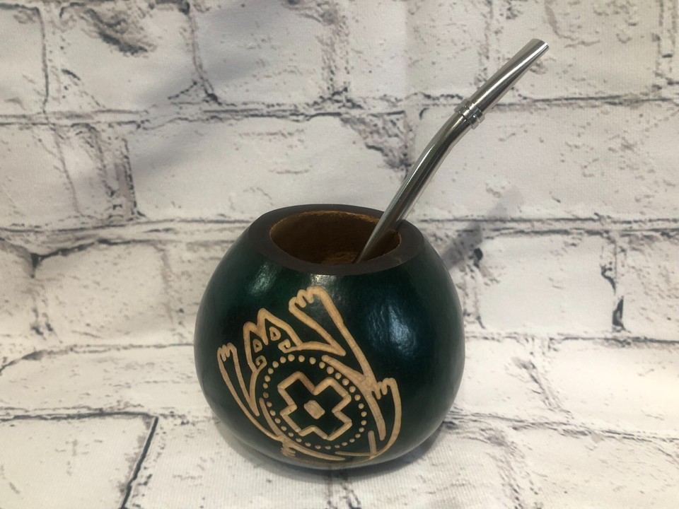 Yerba Mate Gourd Set Handmade Classic Mate Cup - Straw Argentina Drink ...
