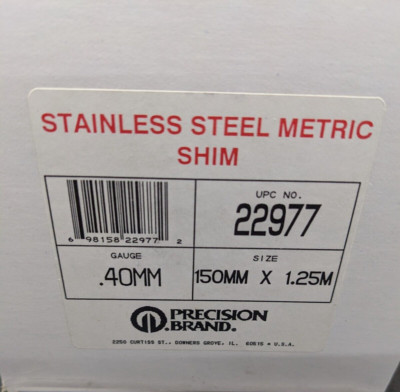 Precision Stainless Steel Metric Shim Roll .40mm Gauge 150mm x1.25m ...