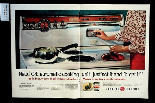 1955 GE General Electric Automatic Cooking Unit Calrod Vintage Print Ad ...