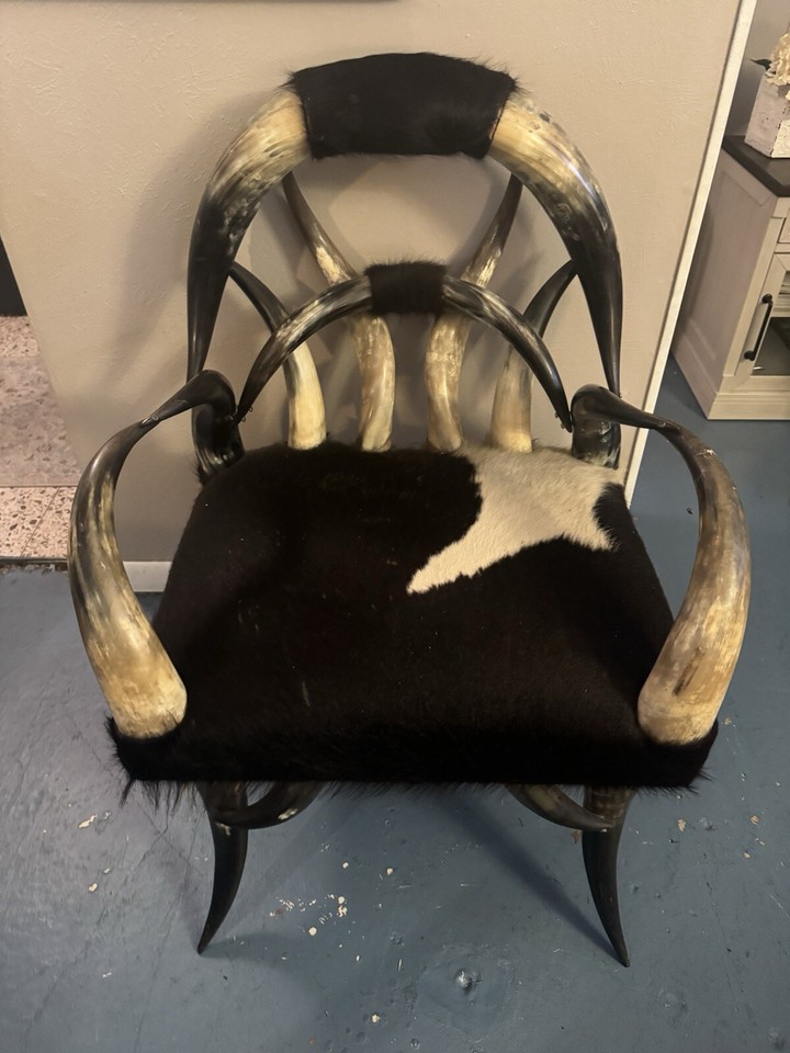 Texas Longhorn Chair Cattle Horn Bull Cow Hide Steer Authentic Texas ...