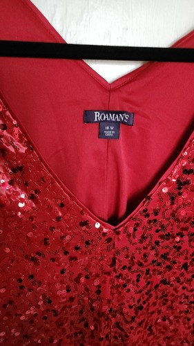 Roamans Red Sequined Short Sleeved Lined Top 18 | eBay