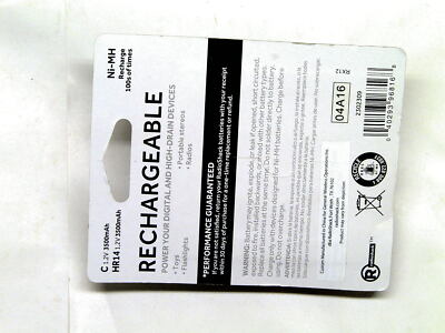 Radio Shack C Batteries 2-pack, Rechargeable Ni-mh 3500mah | eBay
