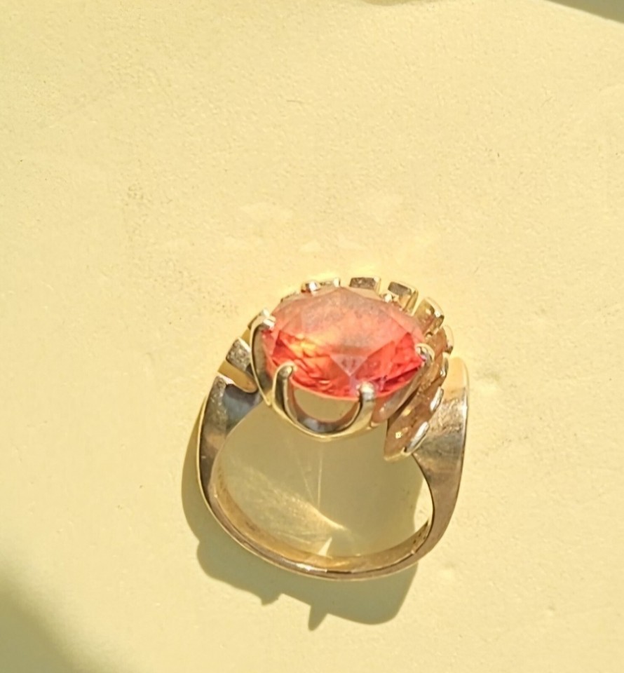 Brilliant Antique Vintage Orange Stone 14K Gold Ring Strell size 6 ...