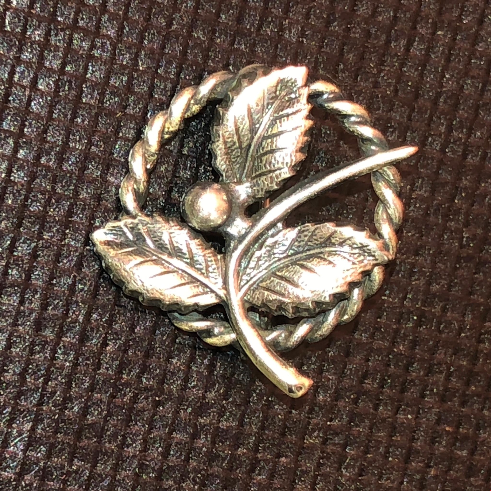 Antique Berry Leaf Fine Silver Lapel Brooch Pin Art N… - Gem