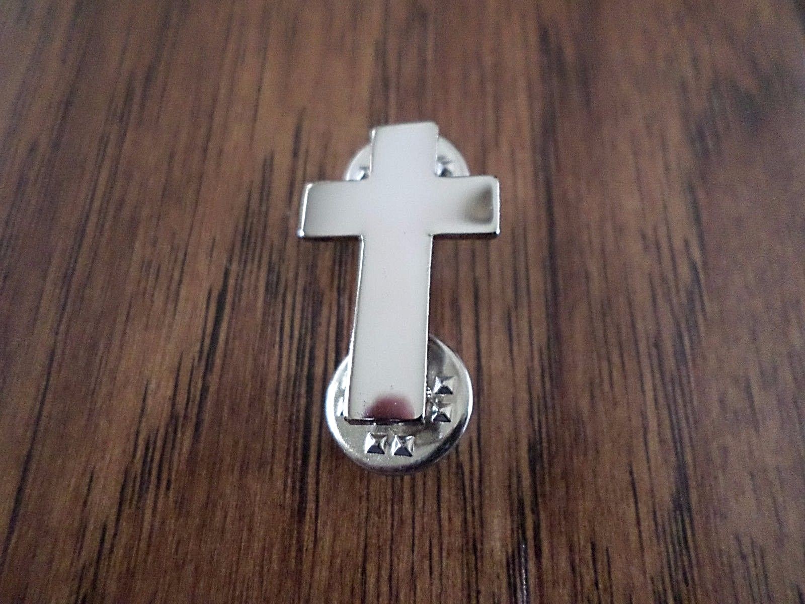 SILVER CHAPLAIN CROSS HAT PIN LAPEL PIN CHRISTIAN CROSS DOUBLE POST PIN ...