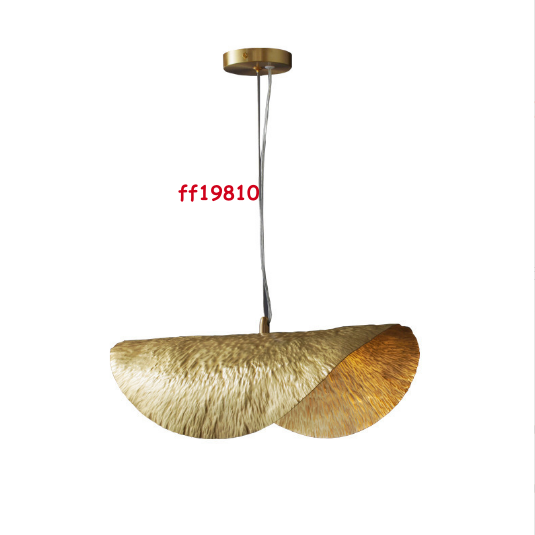 Mid-Century Modern Brass Lotus Leaf Shade Lamp Ceiling Pendant Light ...