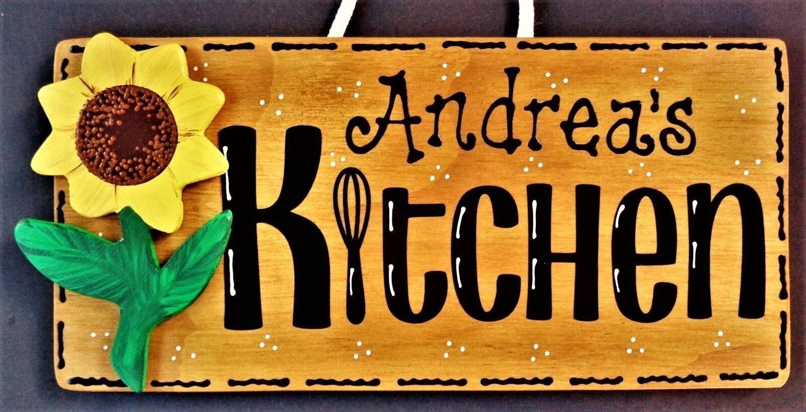 PERSONALIZED SUNFLOWER KITCHEN Sign Plaque Hanger Name Hand Crafted ...