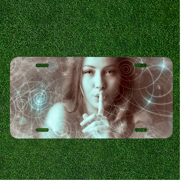 Custom Personalized License Plate Auto Tag With Girl Saying SHH Image ...