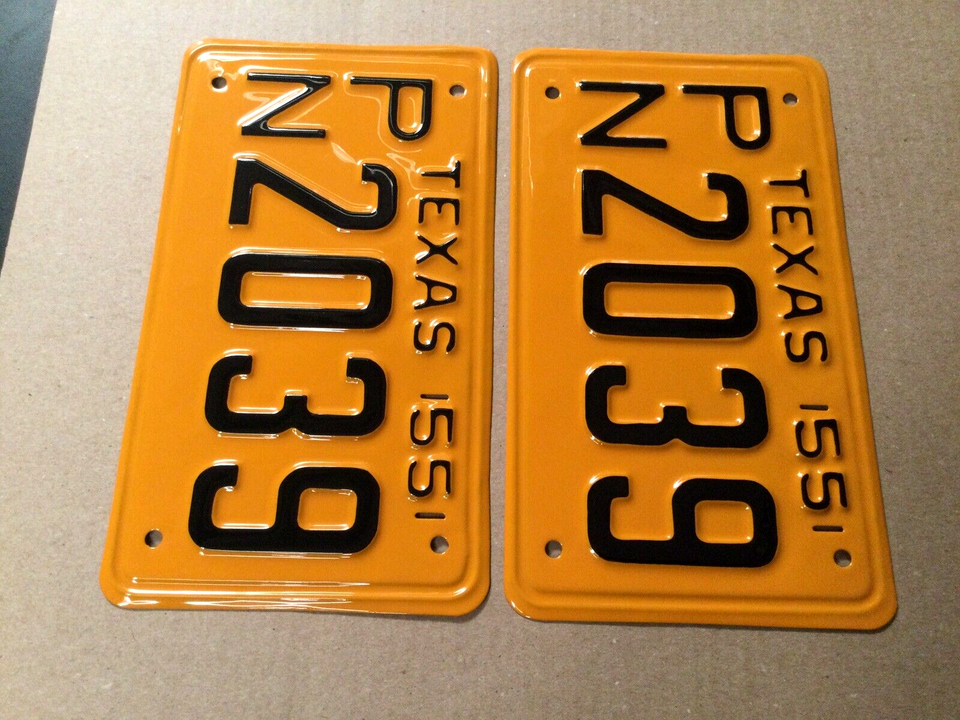 VINTAGE 1955 TEXAS LICENSE PLATE SET VERY NICELY RESTORED HIGH QUALITY ...