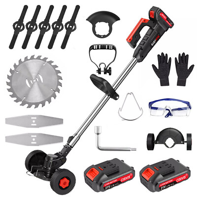 21V Cordless Strimmer Garden Strimmer with removable Wheels Electric ...