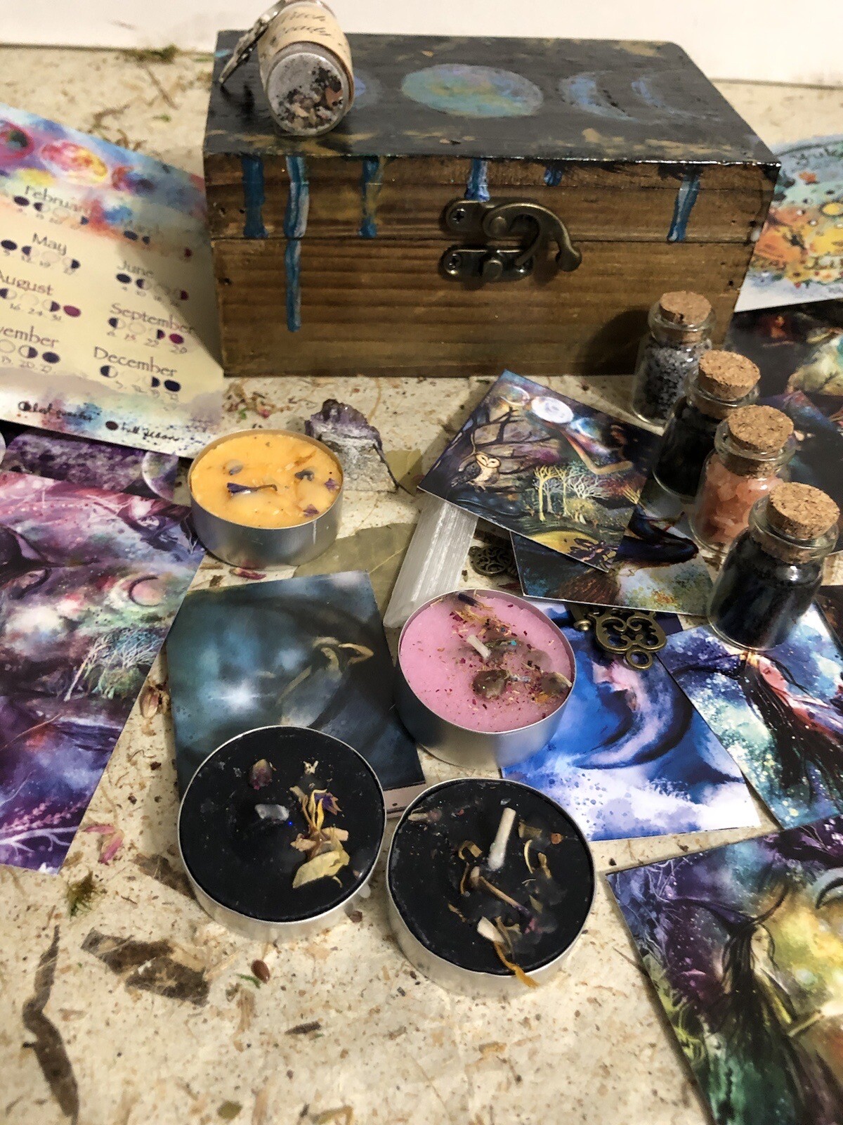 Handmade Moon Phases Witch Box - 45pc Witch Set - Full Witch Altar ...