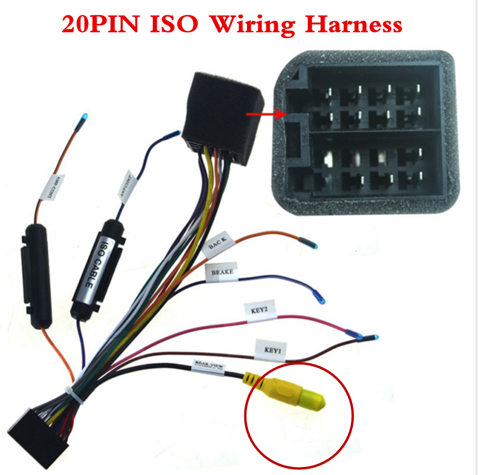 20 Pin ISO Wiring Harness Connector For Stereo DVD Android Player Cable ...