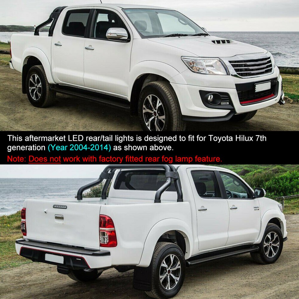2x Smoked Black LED Rear Tail Lights Lamp For Toyota Hilux 7th 2005 ...